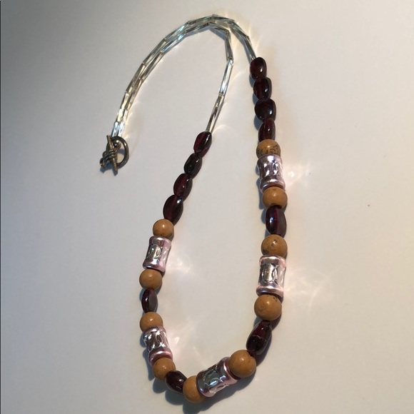 Jewelry | Garnet Mixed With Gemstones Pink Etched Barrels | Poshmark